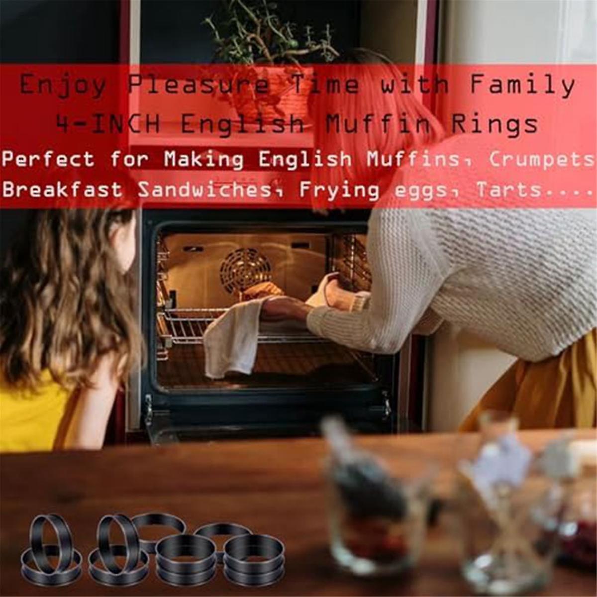 8Pack Crumpet Rings NONSTICK English Muffin Rings 4 Inch - Stainless ...