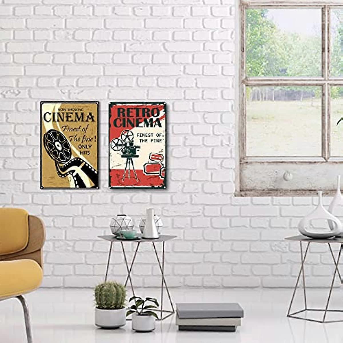2pcs Retro Showing Cinema Sign Funny Tin Signs Vintage Wall Art Decor ...
