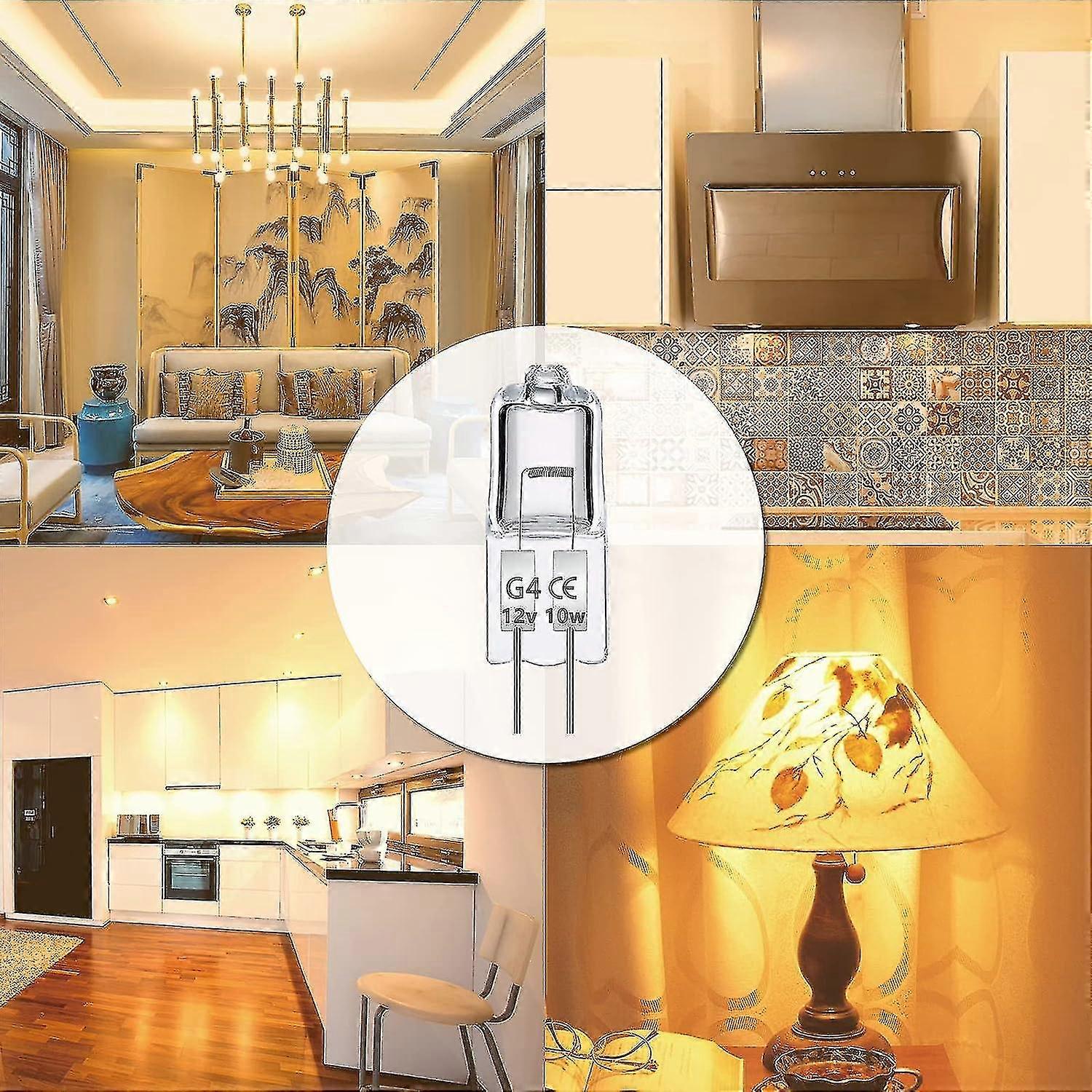10Pack G4 Halogen Light Bulbs 10W 12V Dimmable 2 Pin Lamp Bulb, Warm ...
