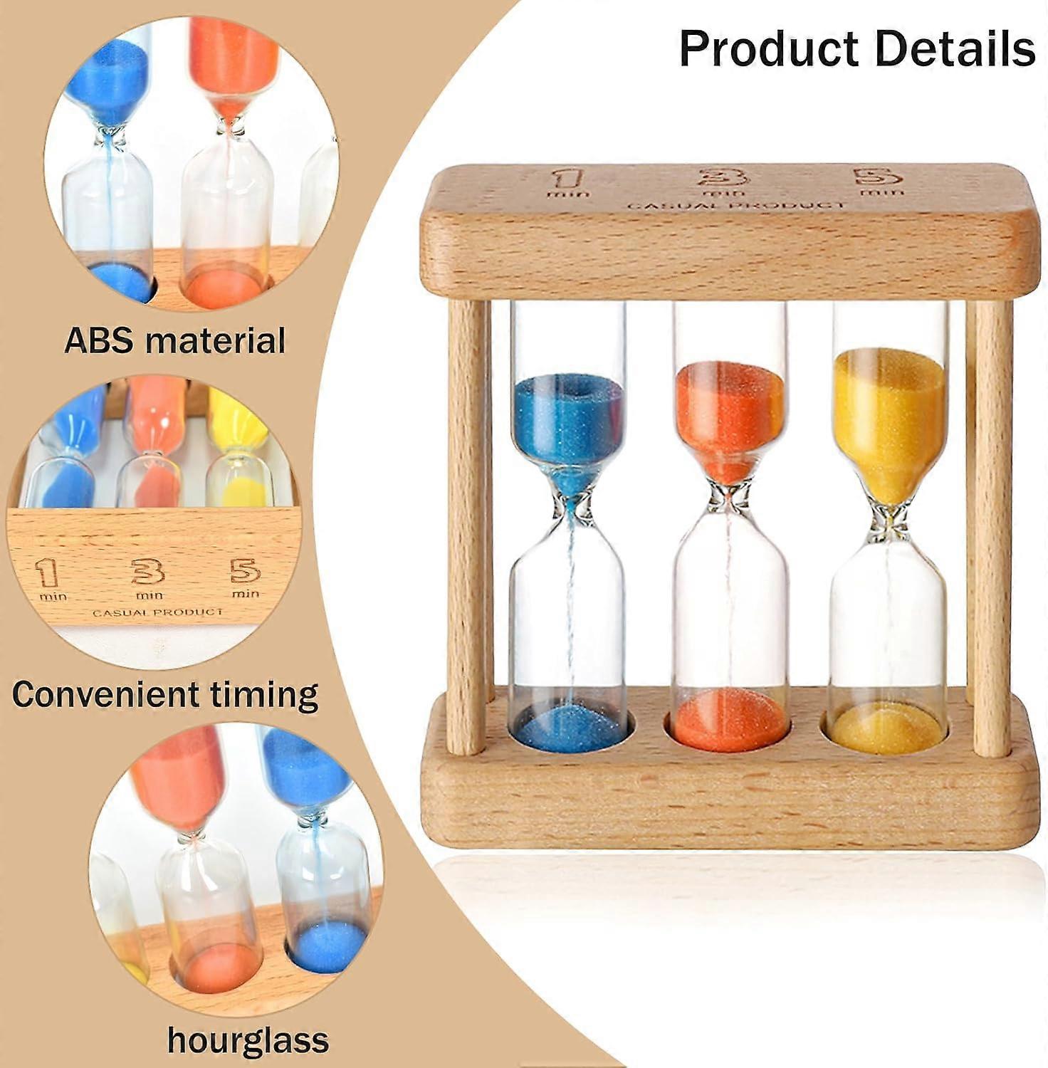 3 Colors Hourglass Timer for Kids, 1+3+5 Minutes Mini Hourglass ...