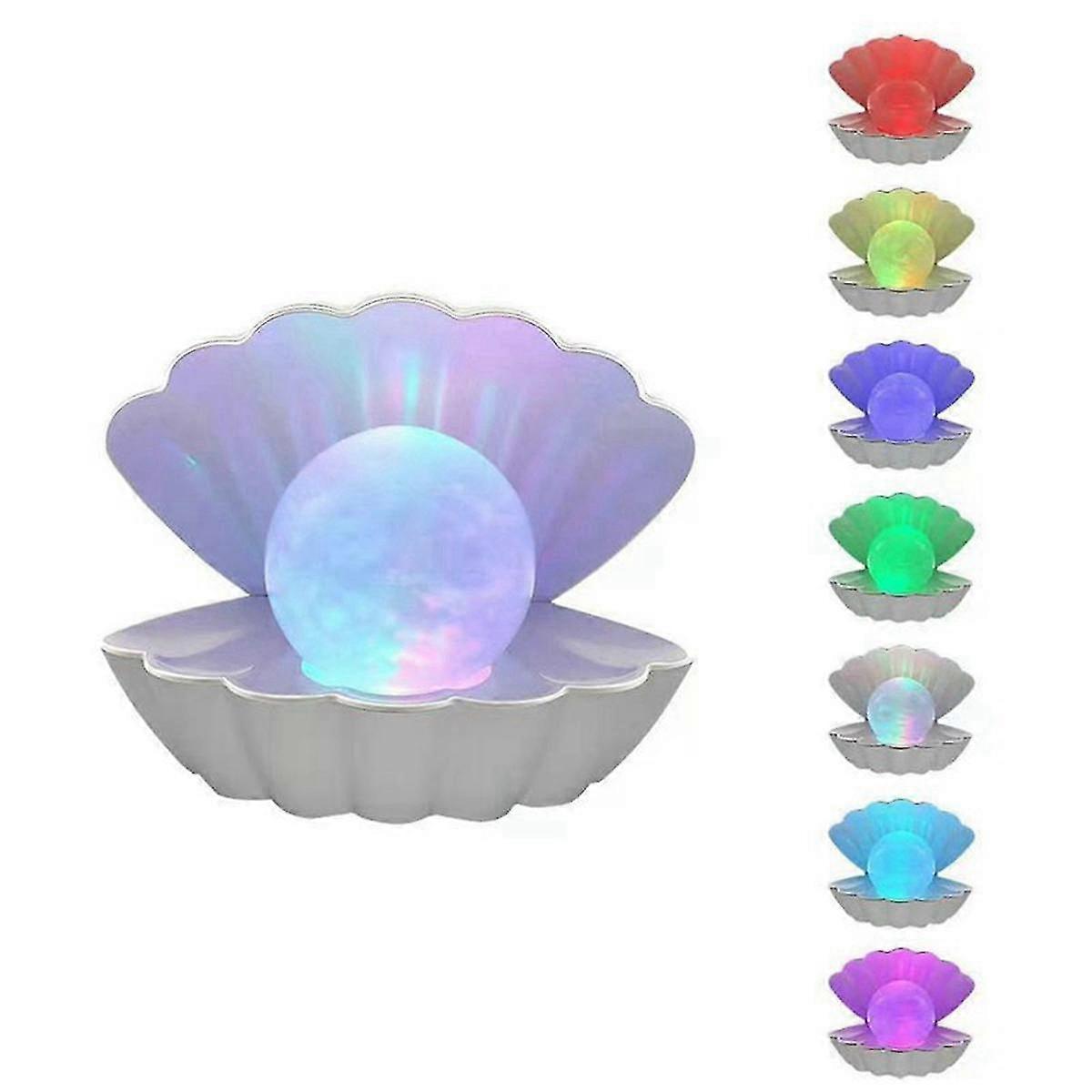 Pearl Shell Night Light Color Changing LED Seashell Desktop Decorative ...