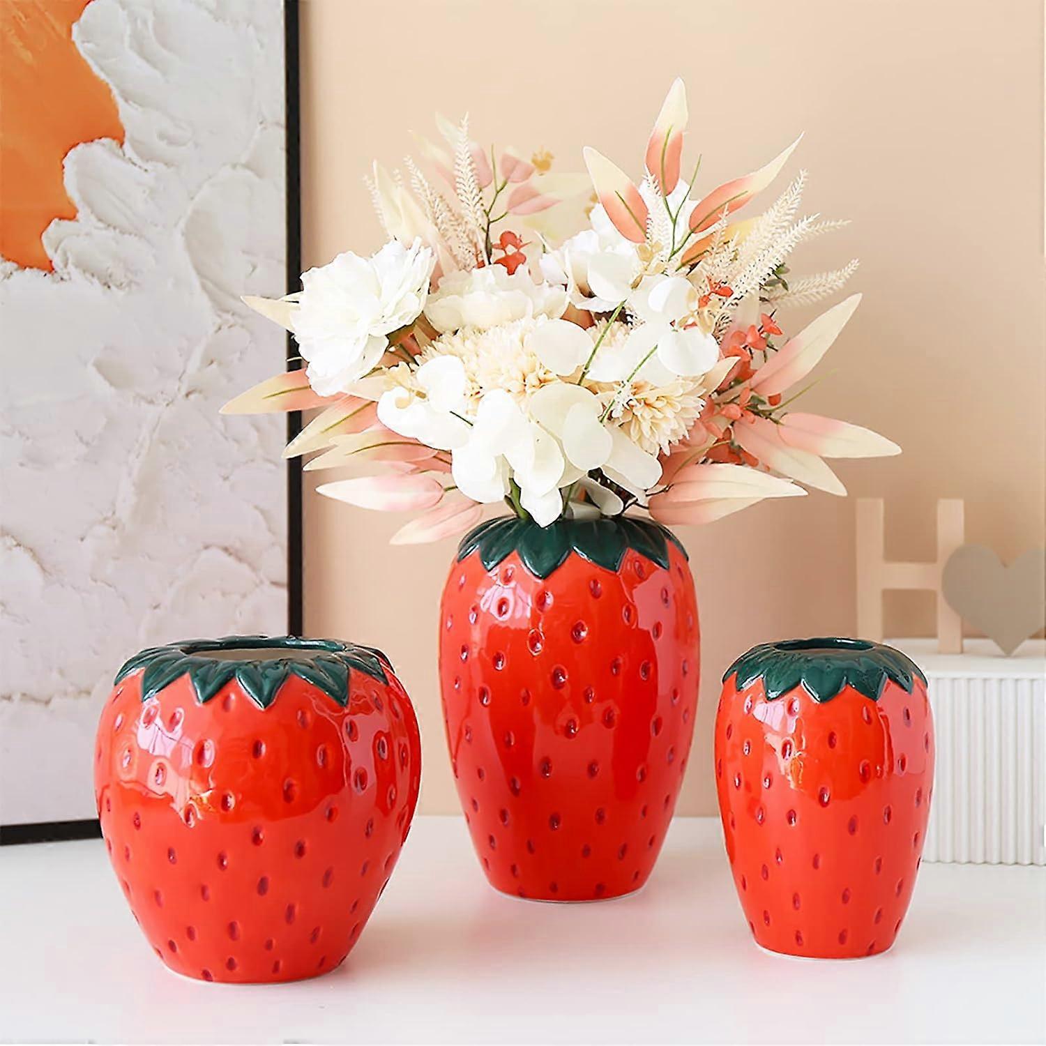 Strawberry Ceramic Vase, Creative and Cute Strawberry Flower Pot ...