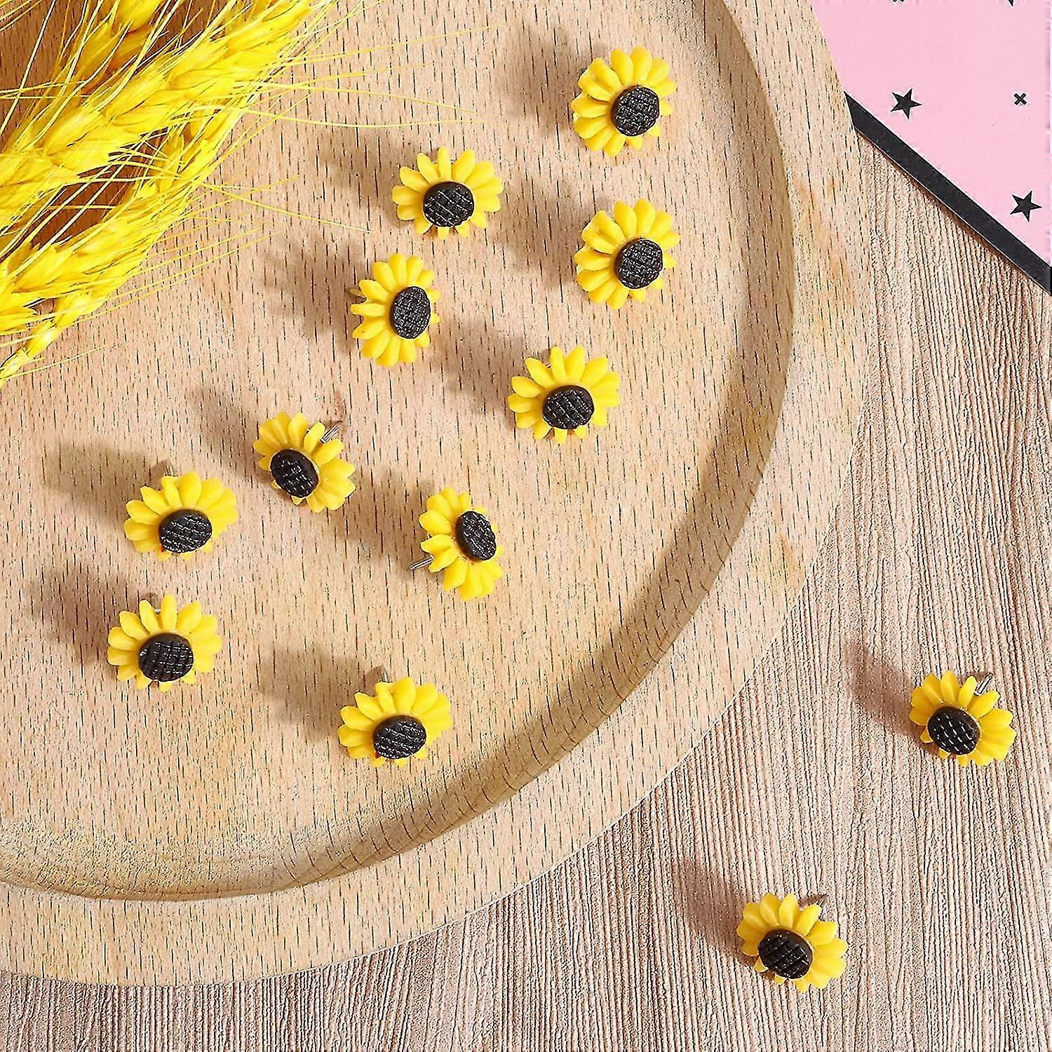 Set Of 20 Sunflower Decorative Push Pins For Corkboards, Cards, Photos ...