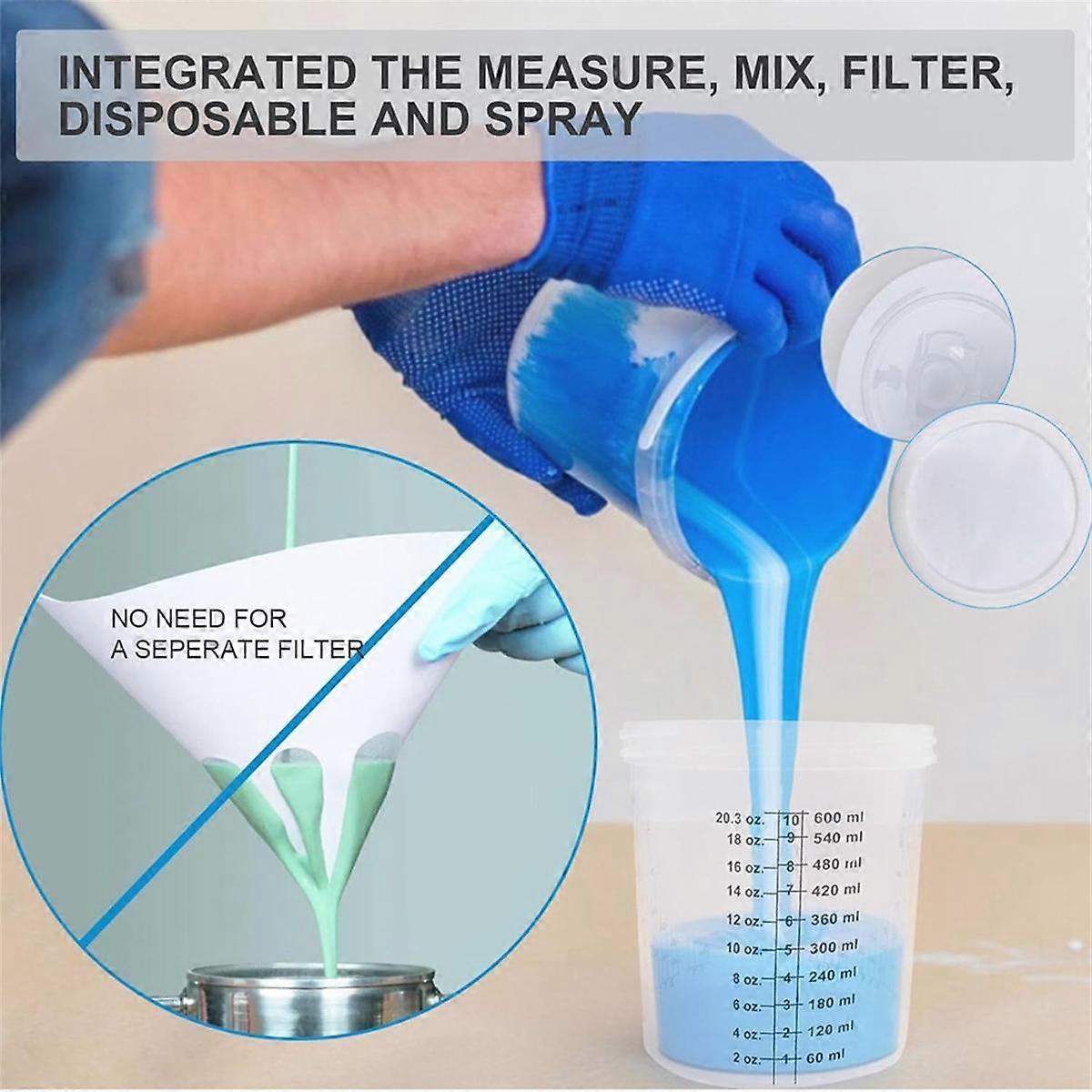 Paint Sprayer Mixing Cup Liner and Cap System for HVLP Spray ...