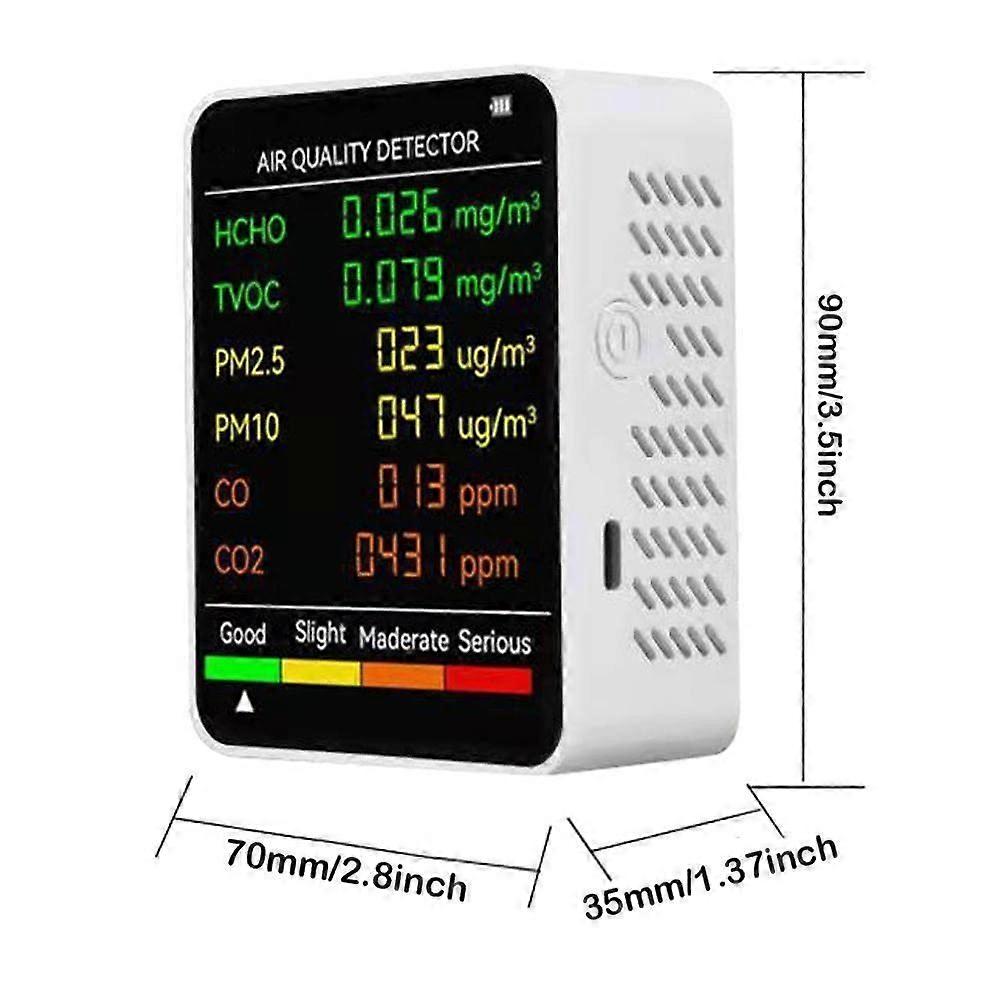 6-in-1 Indoor Air Quality Monitor, CO2 Tester CO2 Carbon Monitor PM2.5 ...