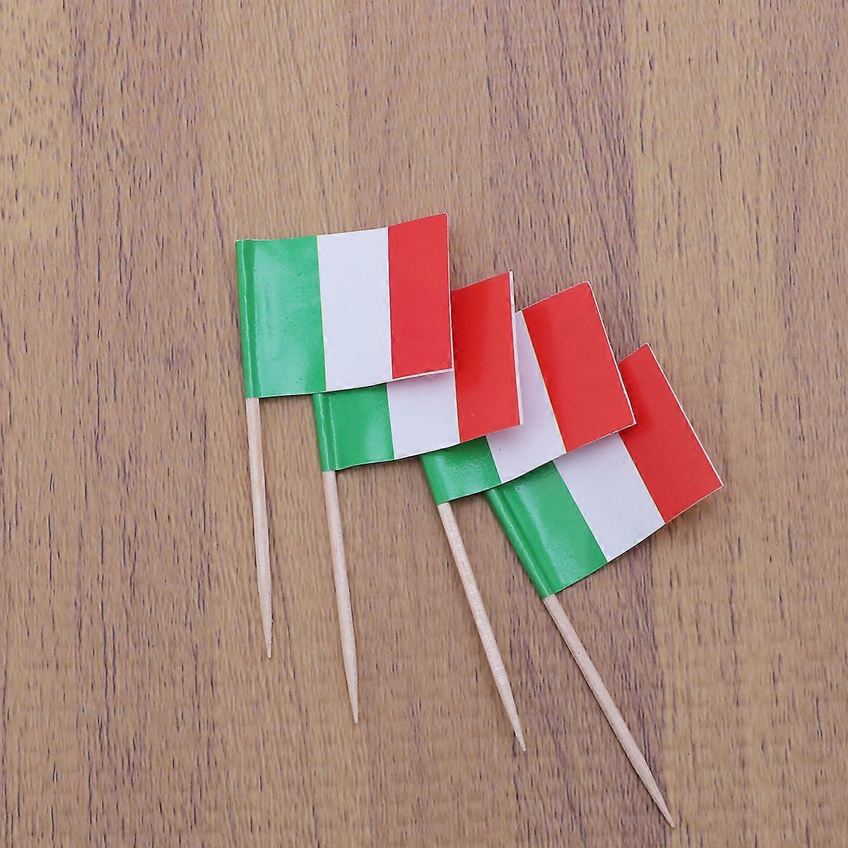 100 Pcs Italian Decor Cartoon Cupcake Toppers Flag Food Picks Party ...