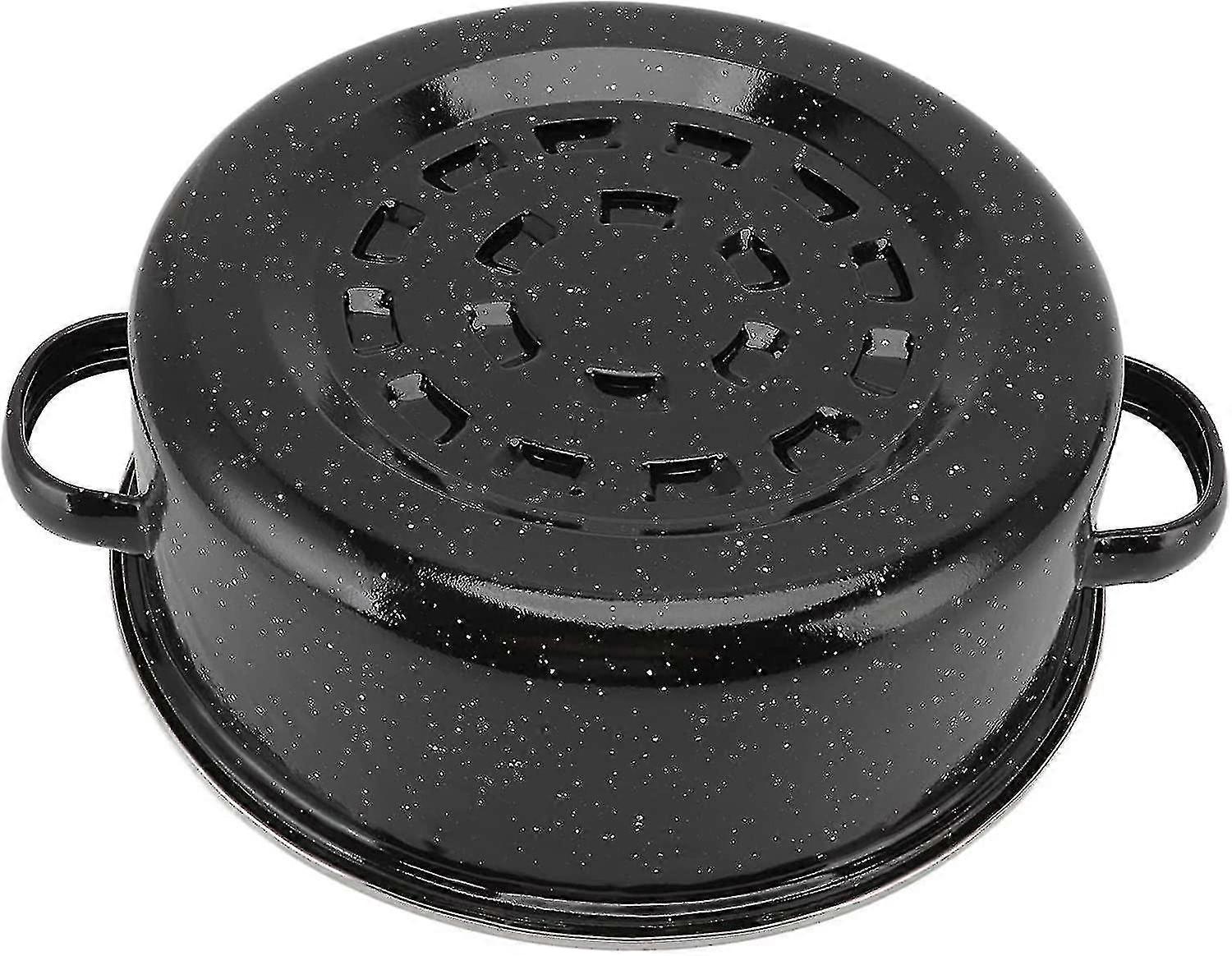 Covered Round Roaster, Non Stick Roasting Pan With Lid And Shelf,enamel ...