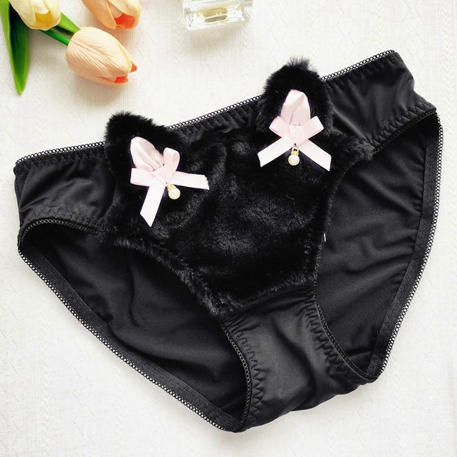 Funny Cats Underwear Set Faux Furs Bra Top and Panty Plush Lingerie Set ...
