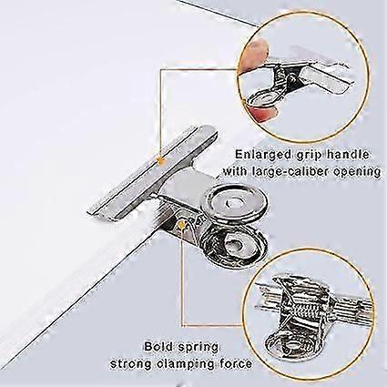 6 Pack Bulldog Metal Clips, 75mm Bulldog Clip, Large Metal Hinge Clips ...