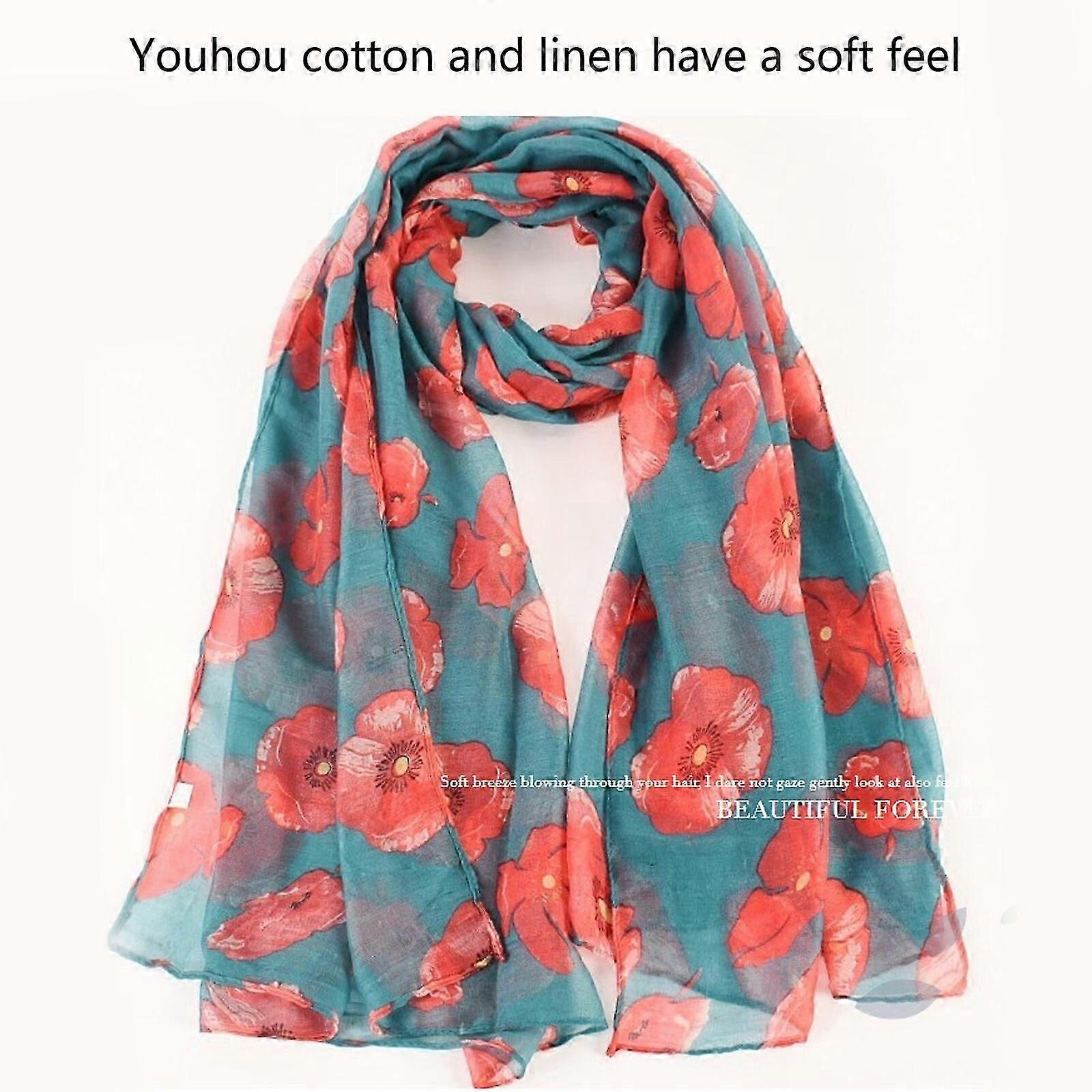 Poppy Print Scarf Remembrance Day Poppies Floral Wrap Shawl for Women ...