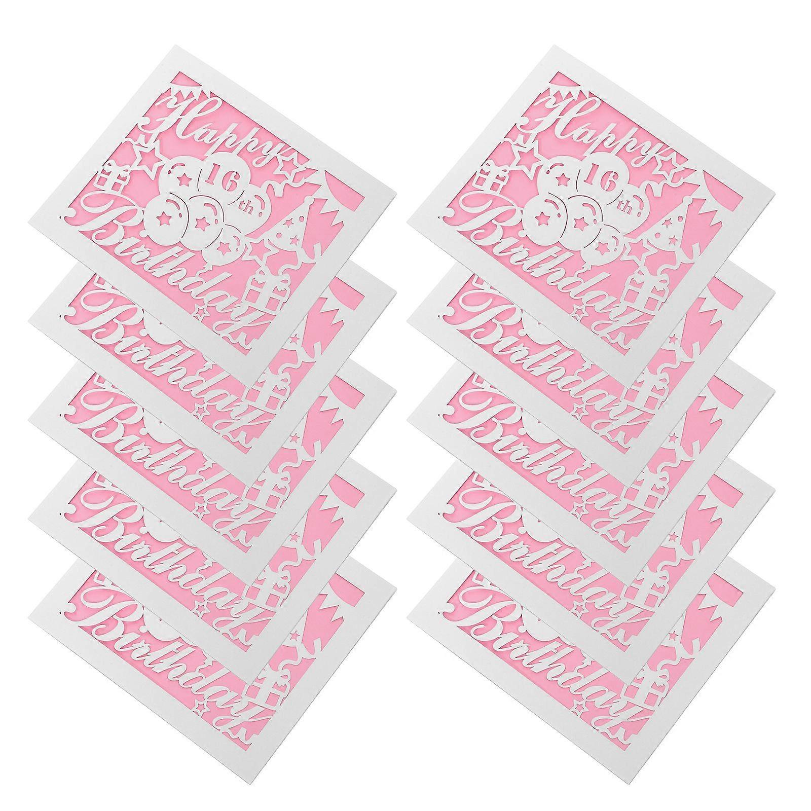 10 Sets Birthday Card: Elegant 16th Birthday Card With Envelope ...