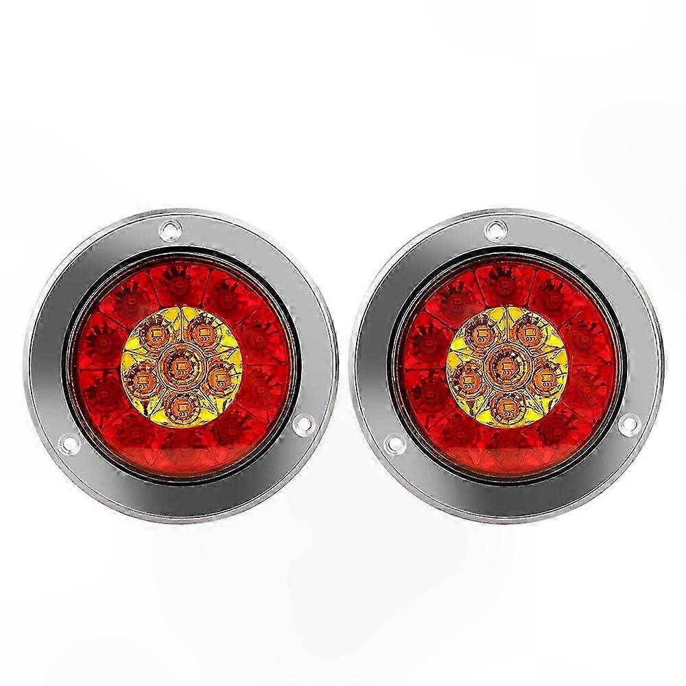 2PCS 4" Round LED Tail Lights with Red/Amber Dual Function for Trucks ...