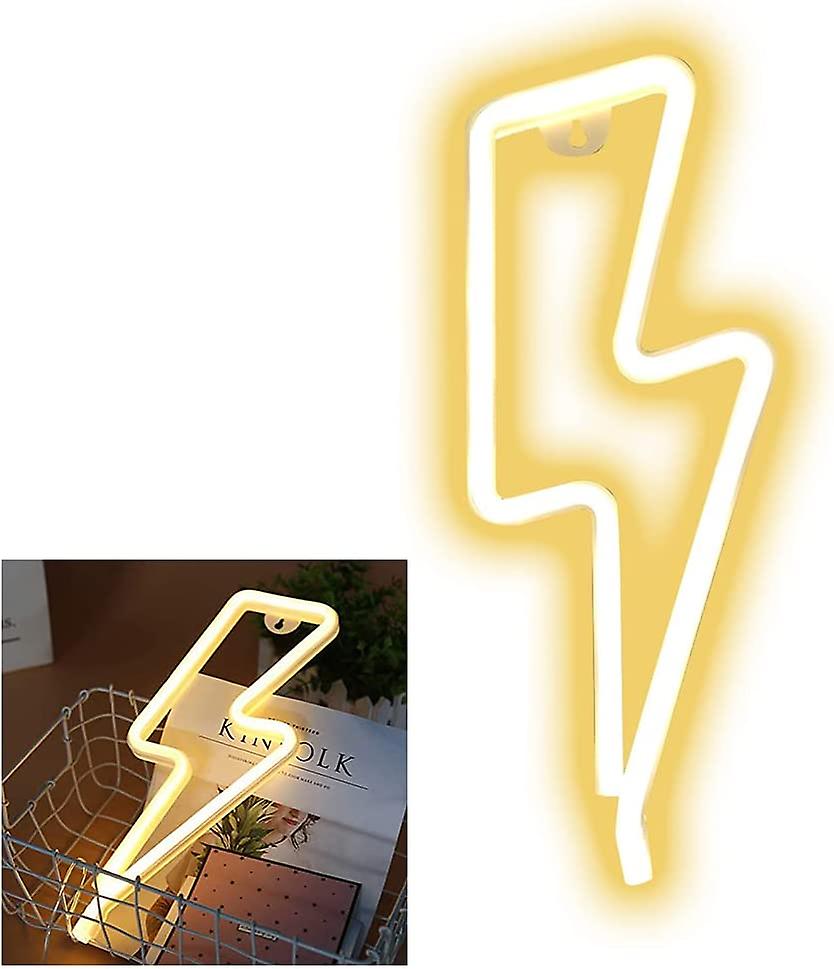 Neon Light Sign Led Lightning Shaped Night Light Wall Decor Light ...