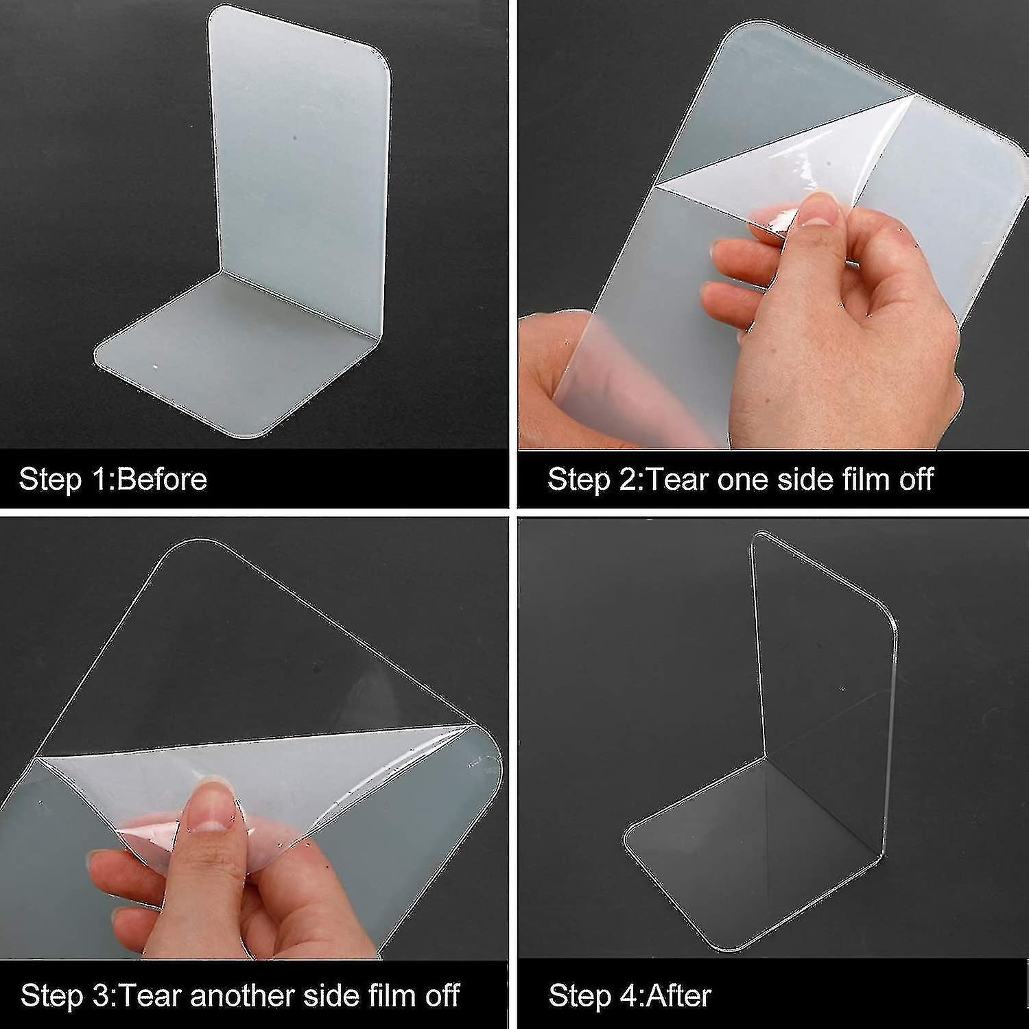 8pcs Bookends, Clear Acrylic Bookends Compatible With Shelves, Plastic ...