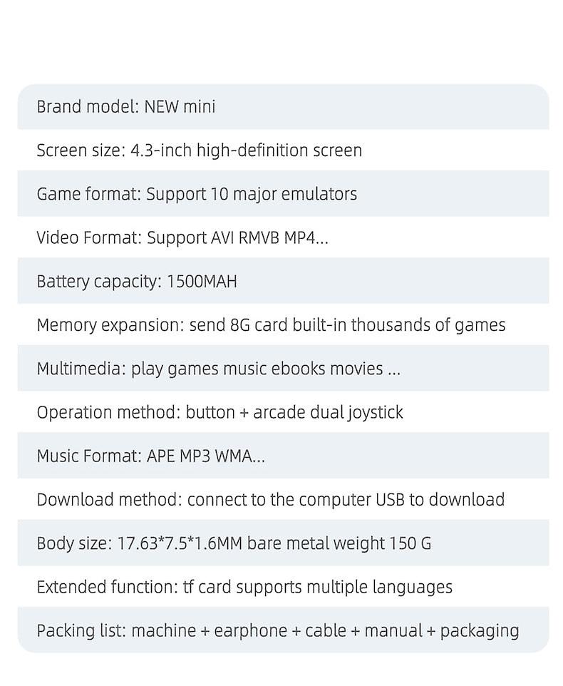 Mini Retro Handheld Console 4.3 Inch Portable Video Game For Mame/cps ...