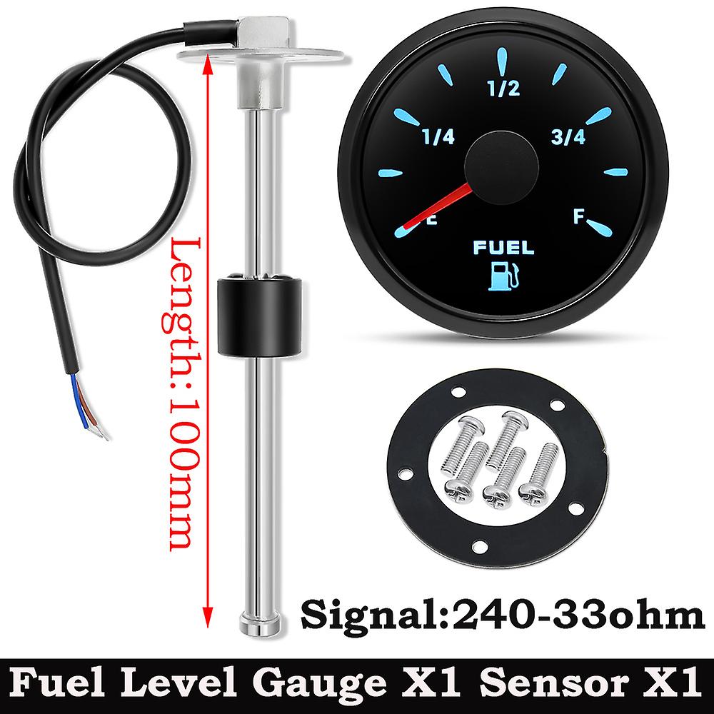 Fuel Gauge 52mm With Fuel Level Sensor 125mm 175mm 275mm 240-33ohm Oil Tank Level Indicator ...