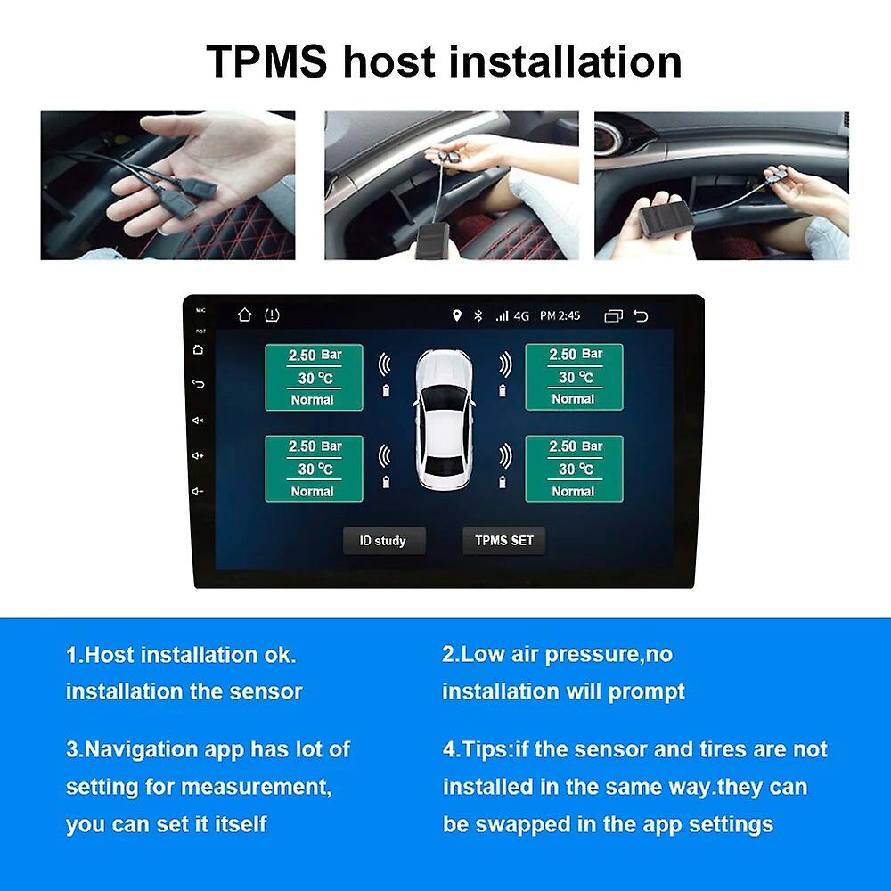 Wireless Tpms Receiver For Android Player Car Tire Pressure Monitoring ...