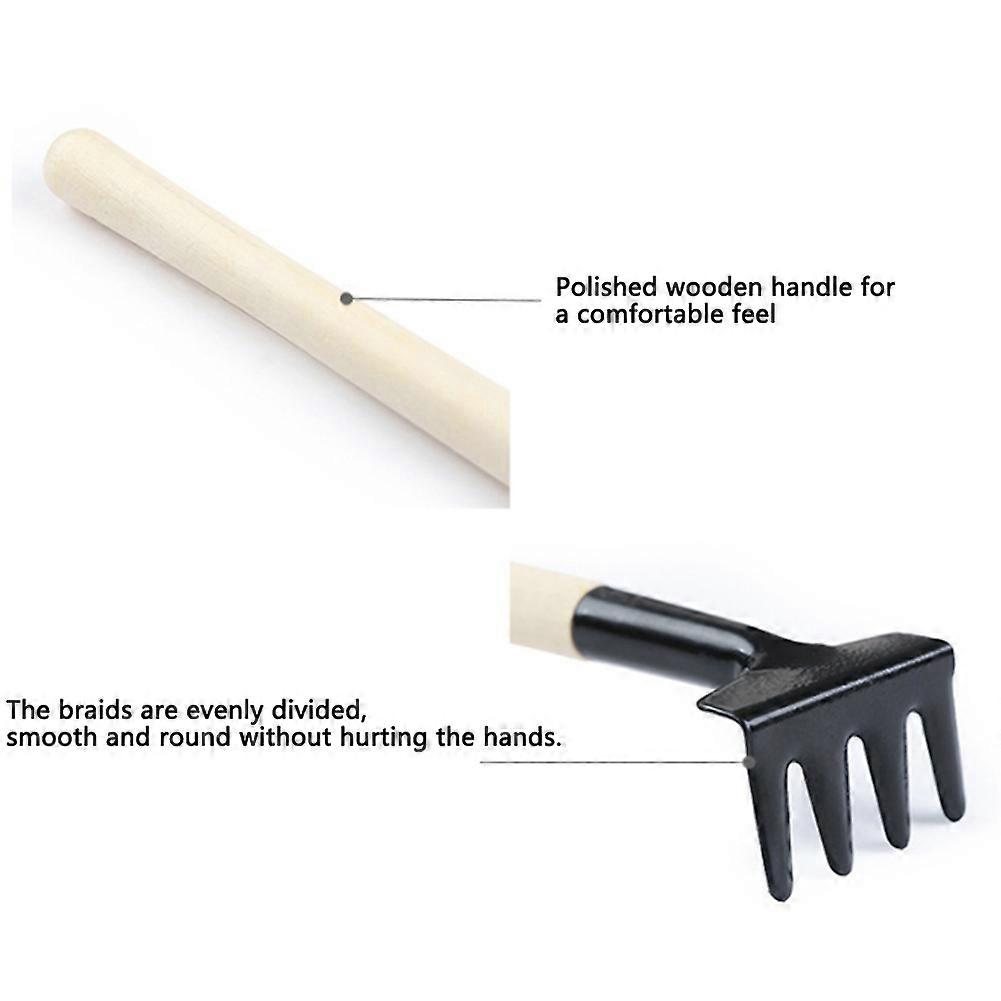 3 in 1 Mini Gardening Tool Set - Hand Shovel Rake with Iron Wooden ...