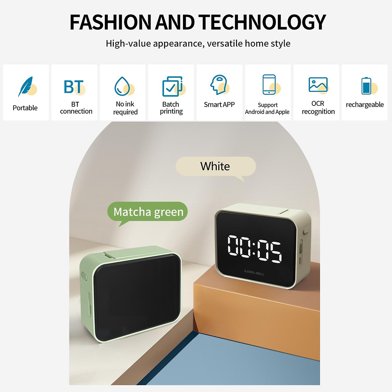 Inkless Label Maker Machine with Tape Wireless BT Type-C Rechargeable ...