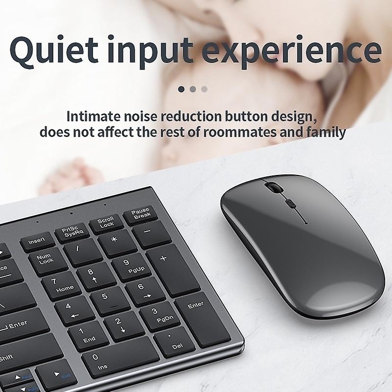 Gray Bluetooth 5.0 & 2.4G Wireless Keyboard Mouse Combo Rechargeable ...