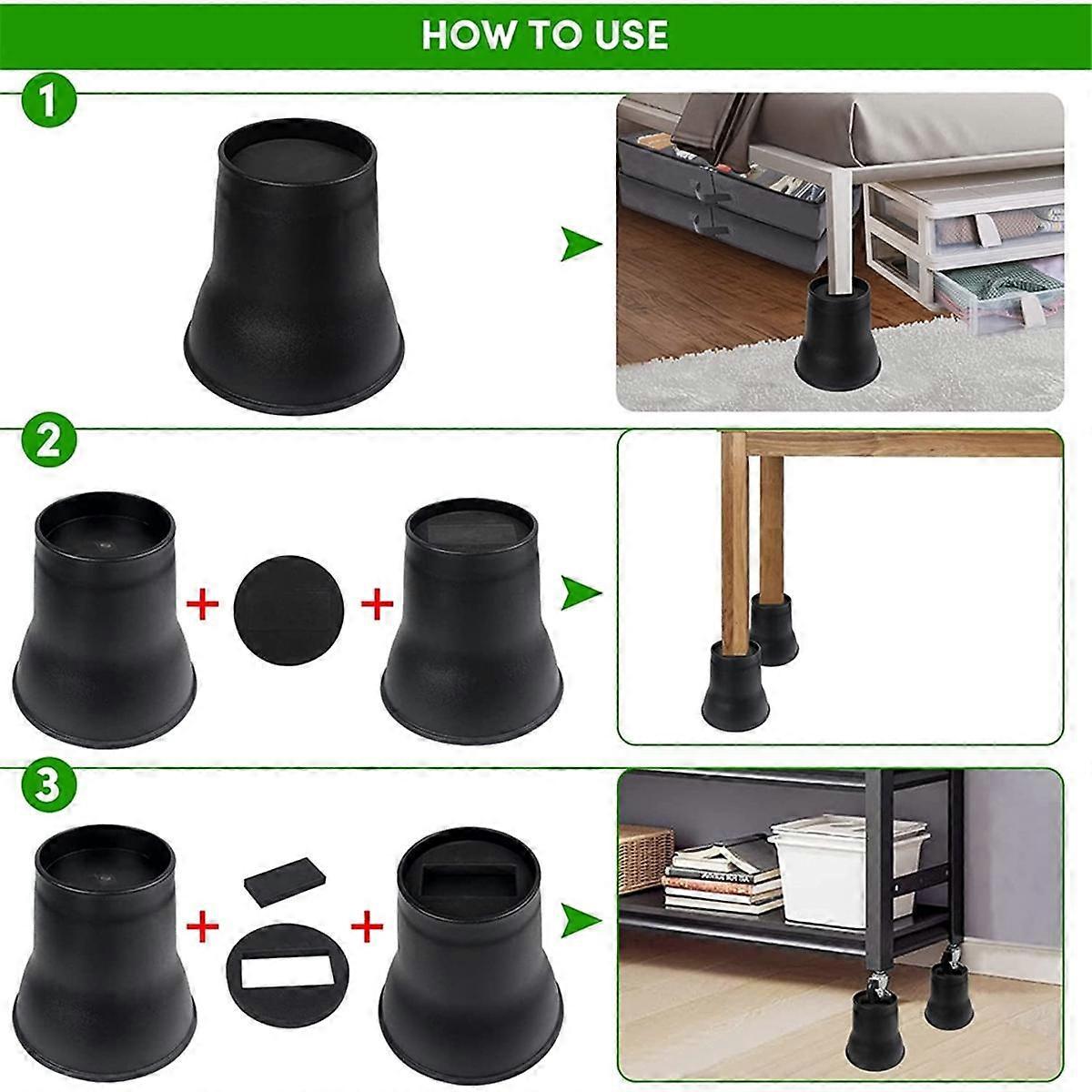 4PCS Bed Risers 6 Inch Heavy Duty Round Furniture Risers for Bed Desk ...