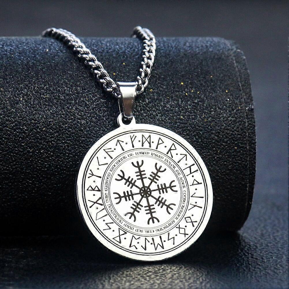 Stainless Steel Necklace Aegishjalmur Invincible Viking Odin Logo ...