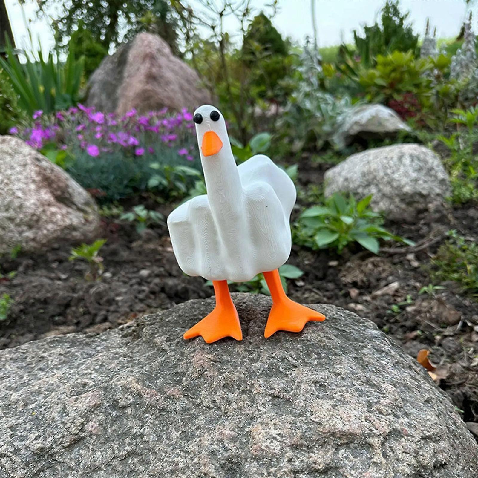 Funny Resin Little Middle Finger Duck Resin Figurine Ornament Sculpture ...
