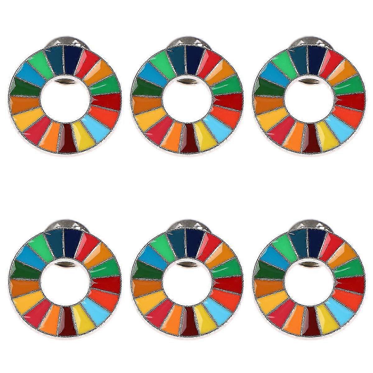 6 Pcs Enamal 17 Colors Sustainable Development Goals Brooch United ...