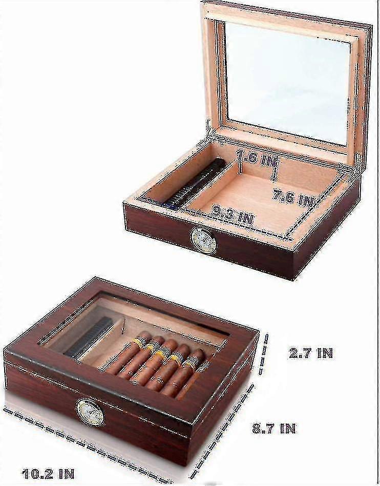 Handmade Cigar Humidor, Cedar Cigar Desktop Box With Humidifier And ...