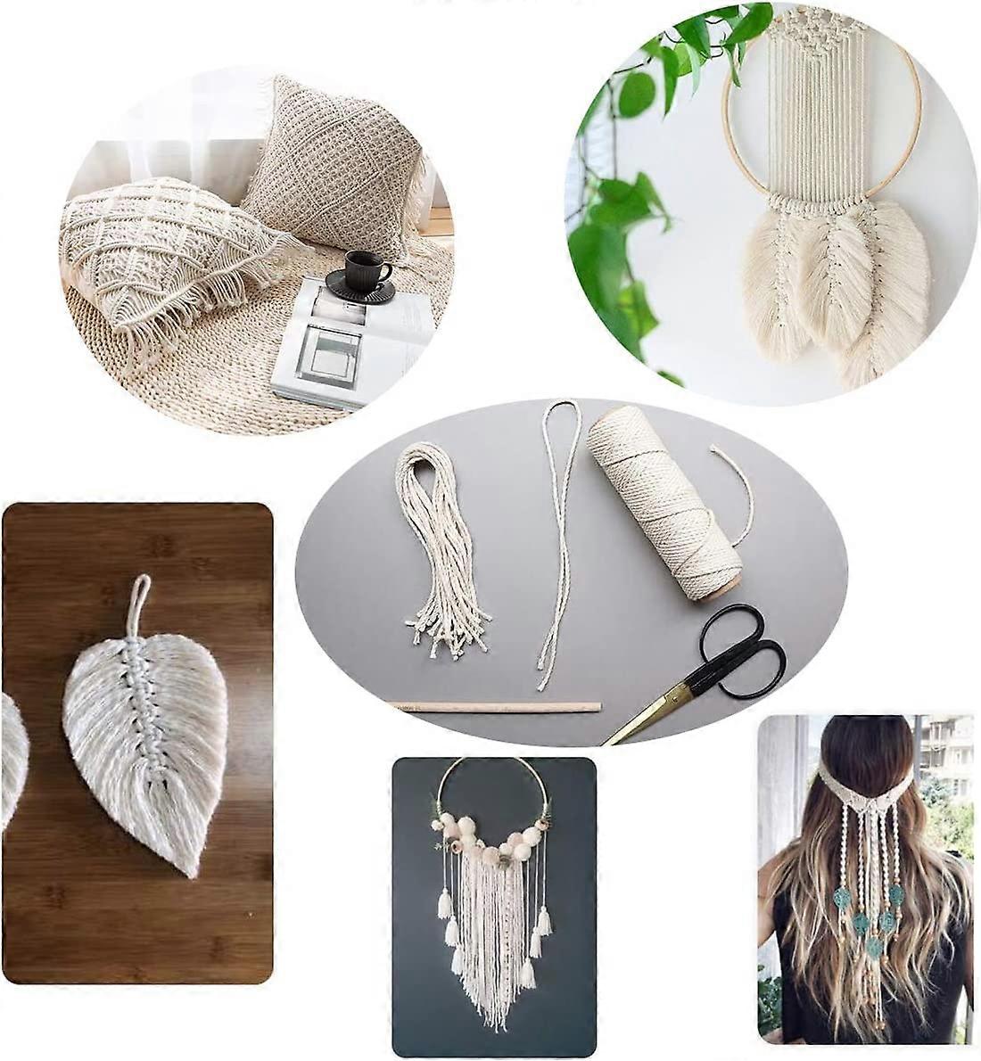 Macrame Cotton Rope 4mm, 100m Cotton Yarn,100% Natural Macrame Yarn ...