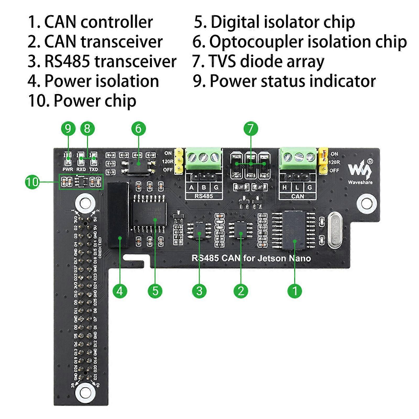 Based on GPIO 40Pin RS485 CAN Jetson-Nano Expansion Board Digital Isolation | Fruugo UK