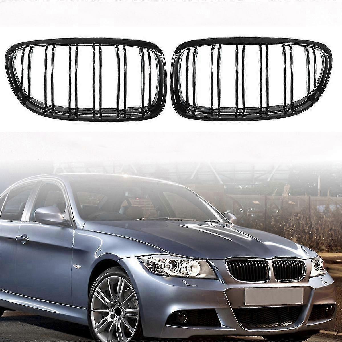 Pair Gloss Black Front Grille for BMW E90 3-Series Sedan/Wagon 2009 ...