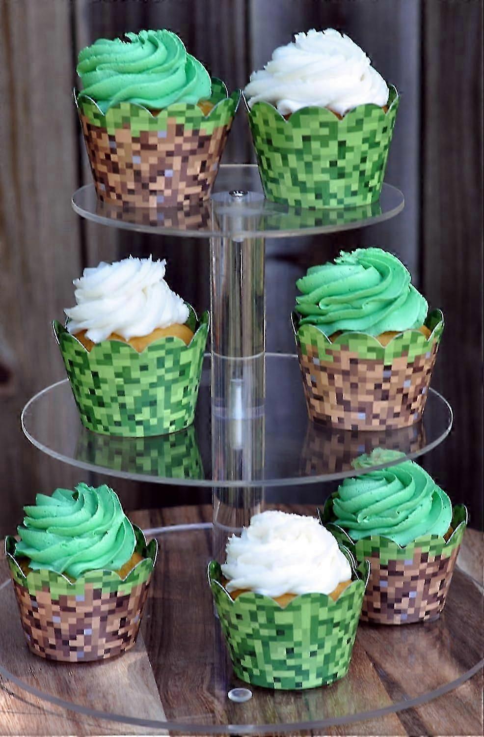 Minecraft Themed Cupcake Wraps Birthday Party Set of 24 Reversible ...
