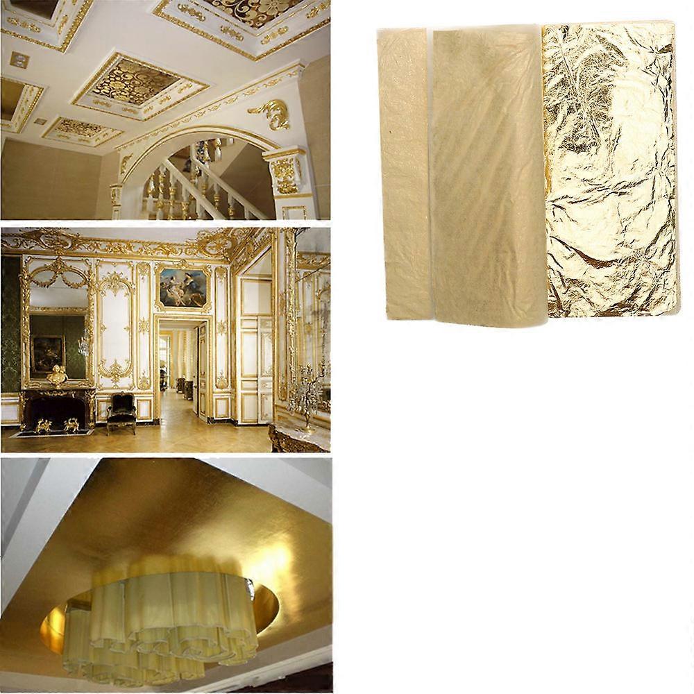 Imitation Gold Leaf for Craft Decoration 100 Sheets Golden Gold Leaf ...