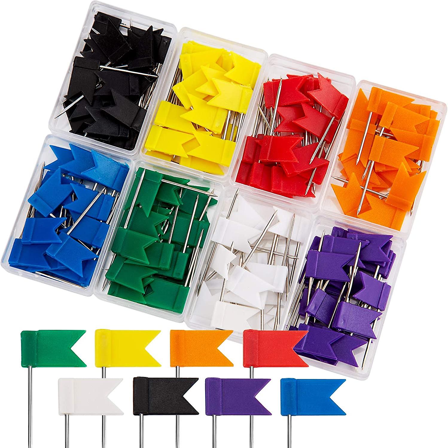 160 Pcs Colored Flag Push Pins Travel Map Tacks Marking Pins, 8 ...