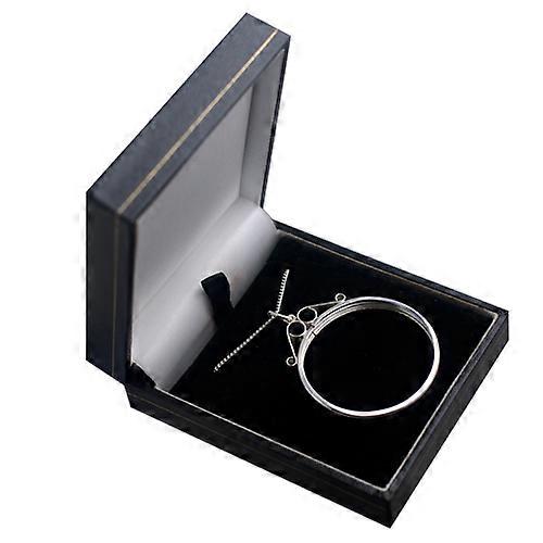 Silver 50x40mm Crown or five shilling coin mount with 2 scrolls Pendant ...