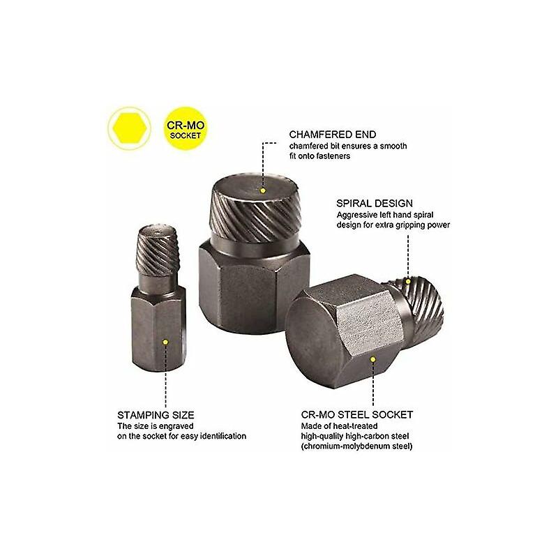 25pcs High Carbon Steel Multi-Spline Hex Head Screw Extractor Set ...