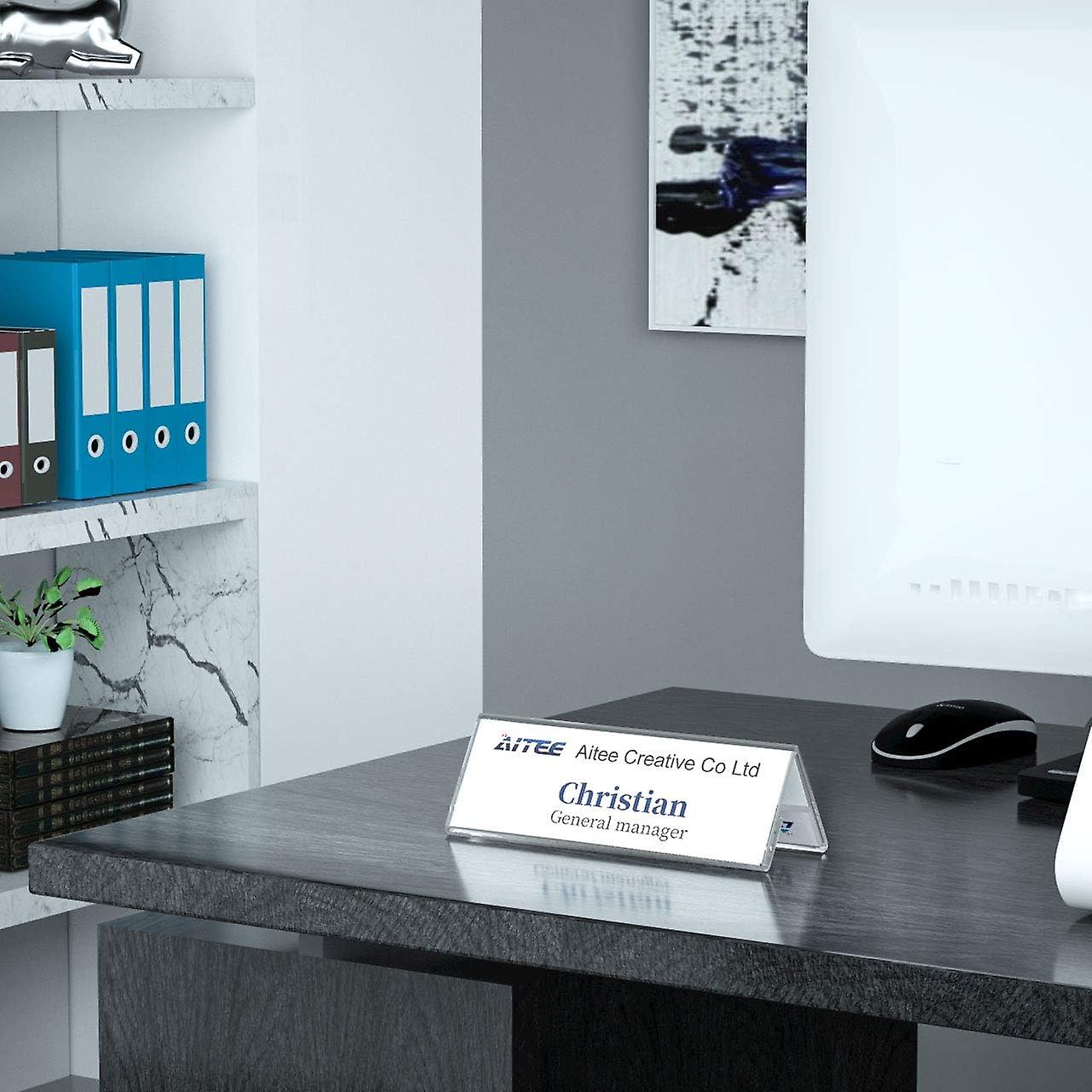 Acrylic 12 Pack Name Plates for Desks, Clear Desk Name Plate ...