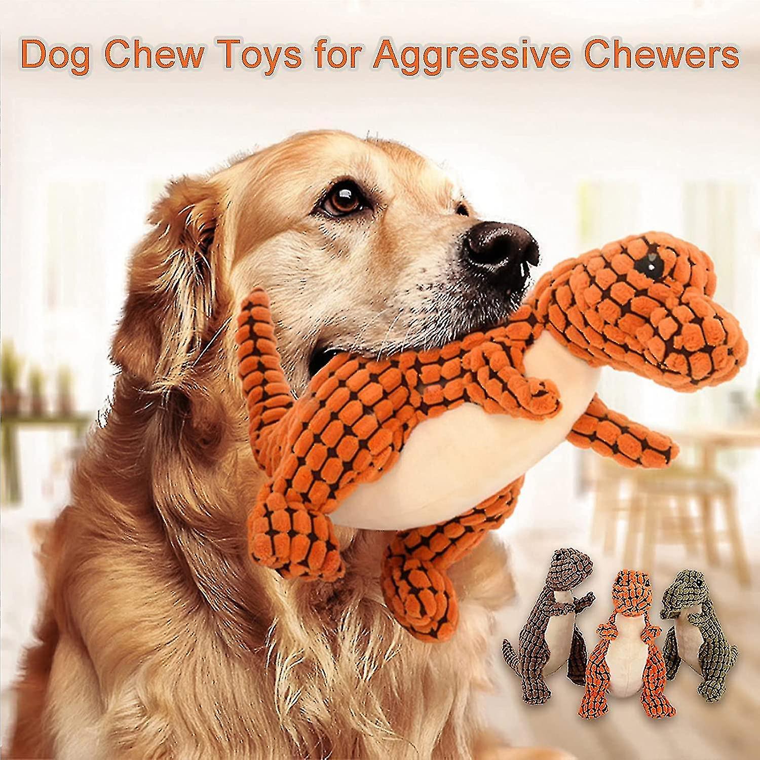 Indestructible Robust Dino, Squeaky Dog Toys For Aggressive Chewers ...