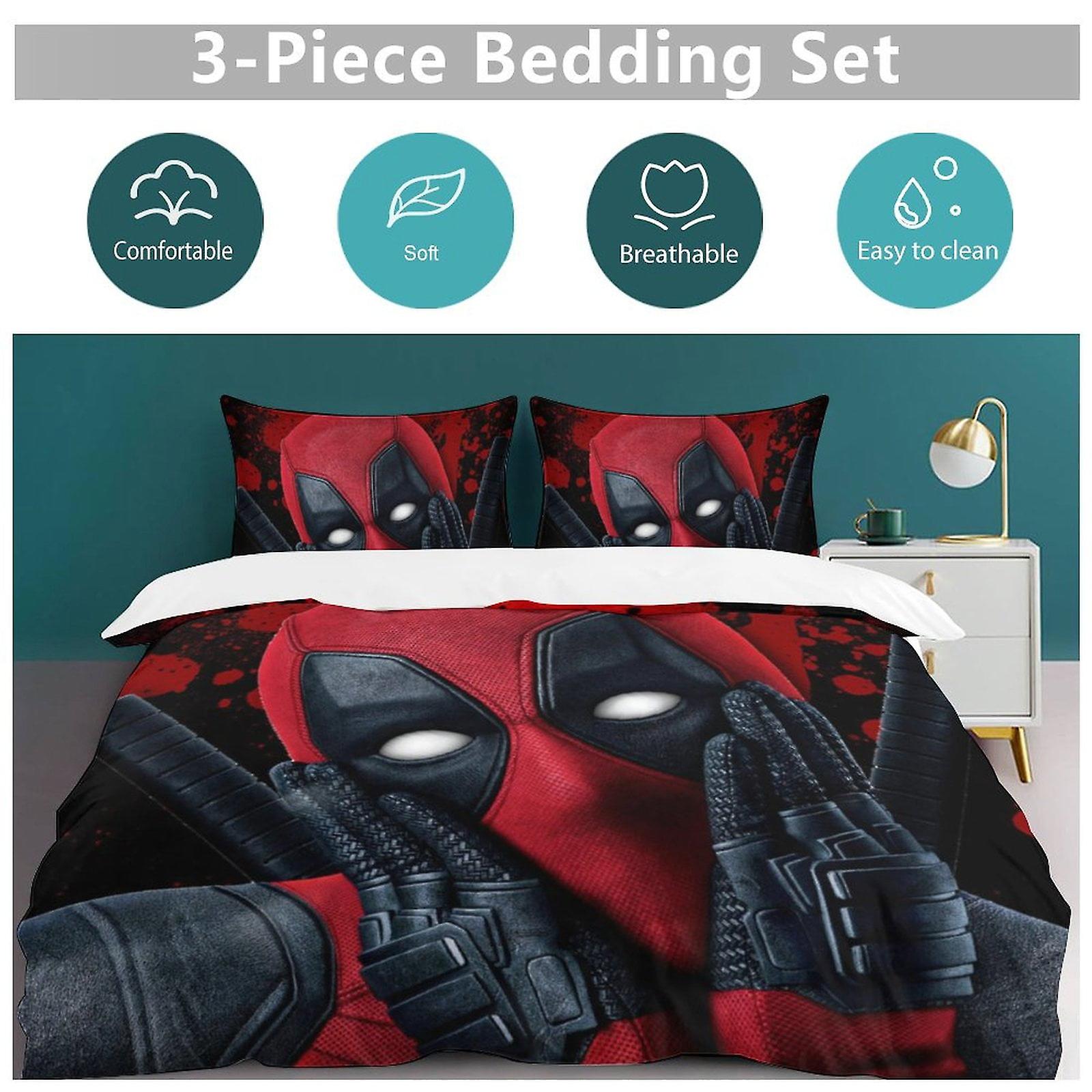 Deadpool Bedding Sets Cute Bed Cover Anime Cartoon 3D Printed ...