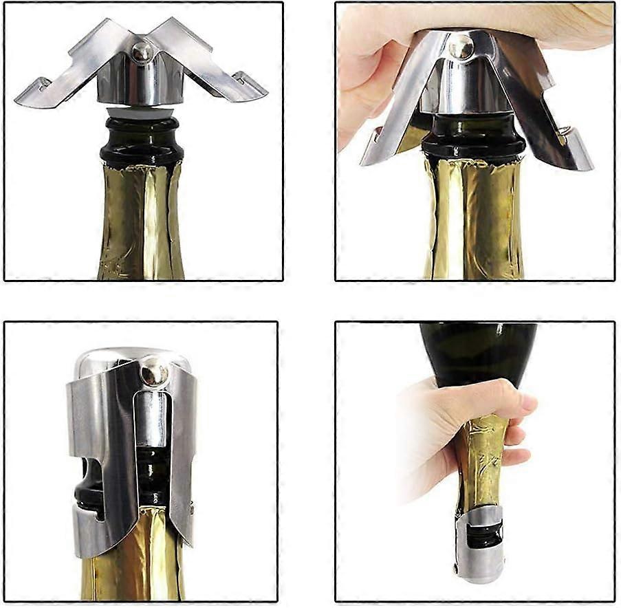 Sparkling Wine Bottle Stopper Premium Dark Stainless Steel Champagne ...