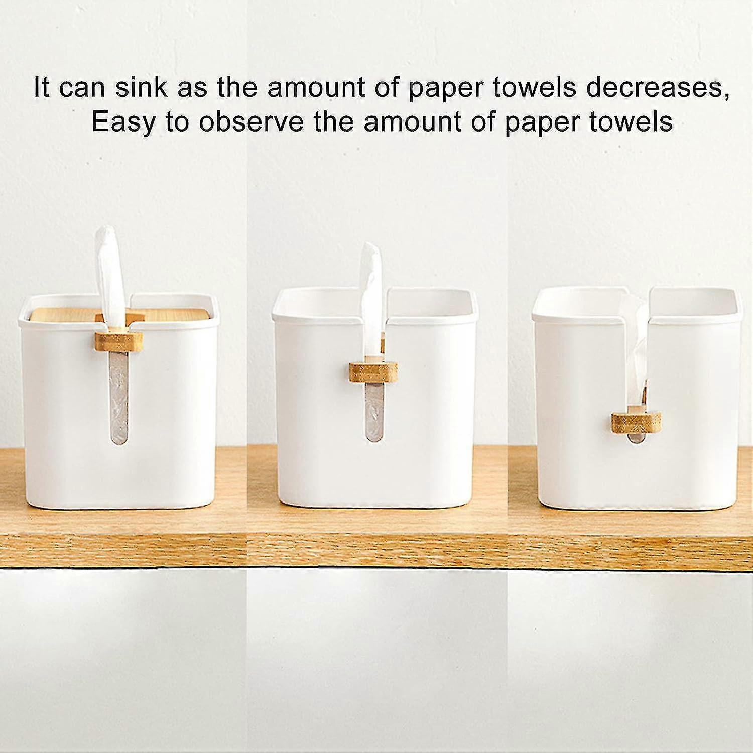 4.3inch Tissues Box Cover Rectangular Lifting Tissue Box Bamboo + PP ...
