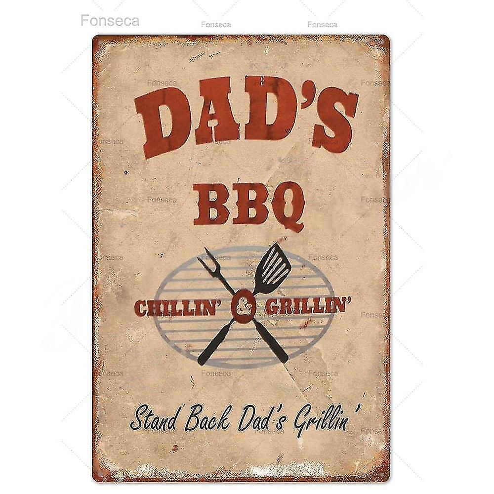 new 20x30cm pt9s19 vintage dad's bbq metal tin sign plaque metal wall ...