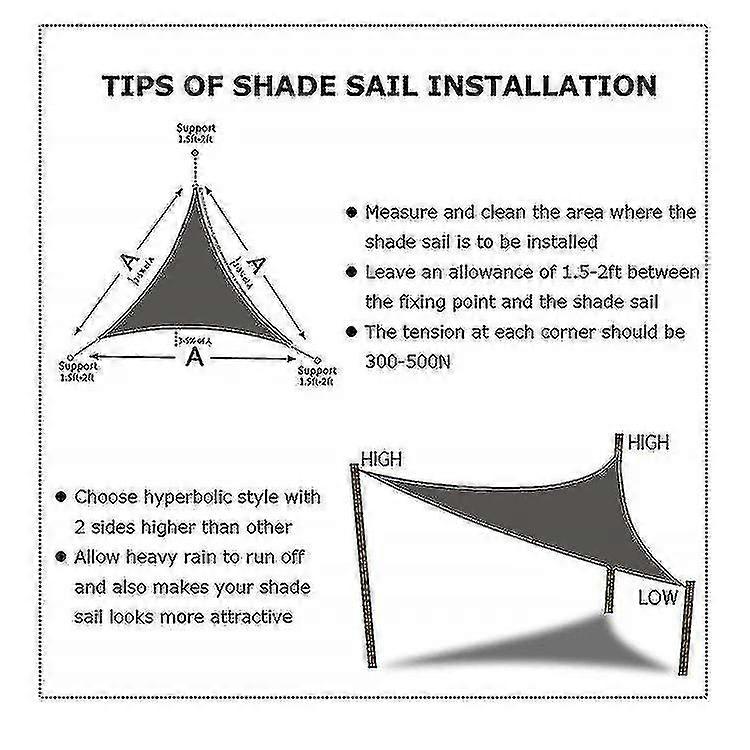 2023-10 Sizes Triangle Waterproof Sun Shade Sail Outdoor Garden Patio ...