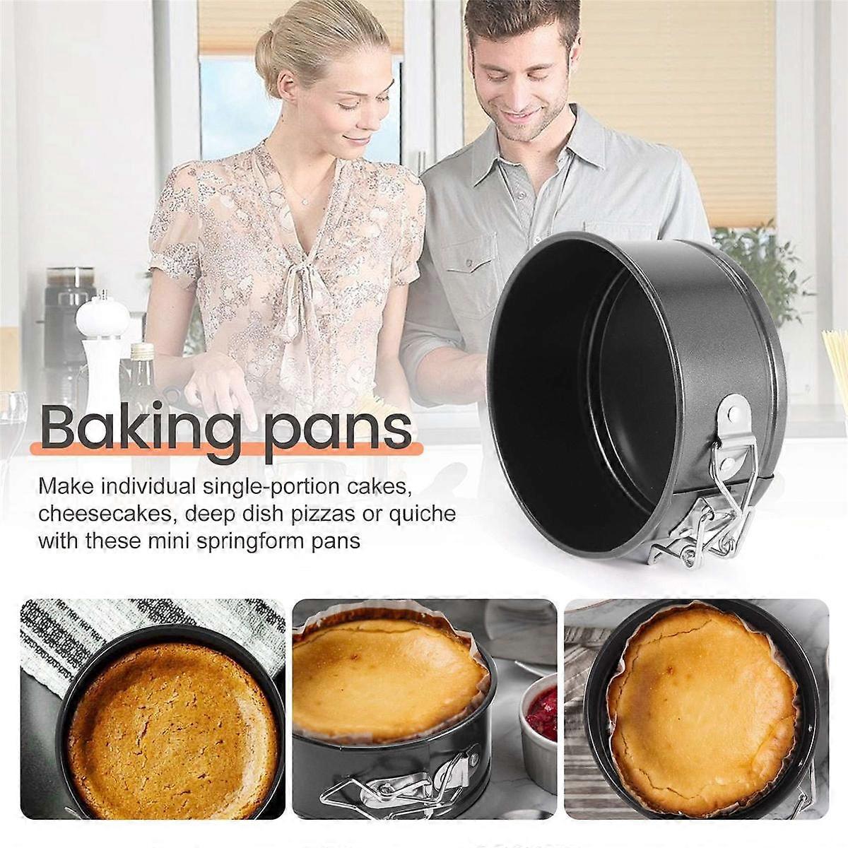 4-tums mini springform pan set - 4-delad liten cheesecakepanna för mini cheesecakes, pizzor och ...