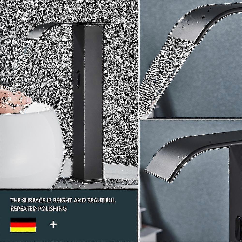 Black Sensor Basin Faucet Bathroom Automatic Sensor Watefall Faucet ...