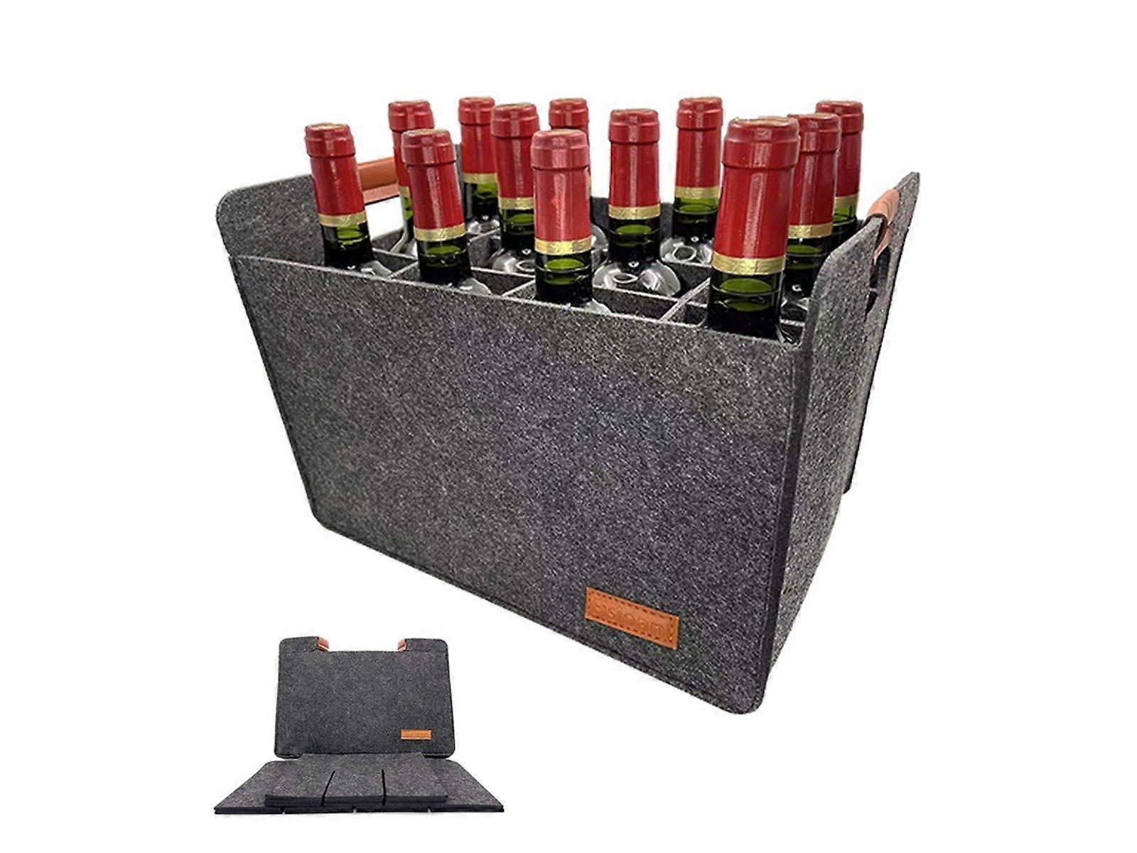Felt Wine Tote Bag Wine Carry Case for 12 Bottle of Wines - Grey ...
