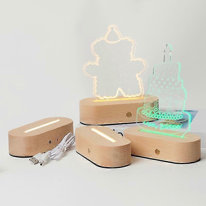 Luminous Base Wooden LED Lamp Display Base Stand Durable Elegant Glass ...