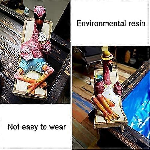 Pink Flamingo Garden Statue, Lying On Lounge Chair Flamingo Garden Yard ...