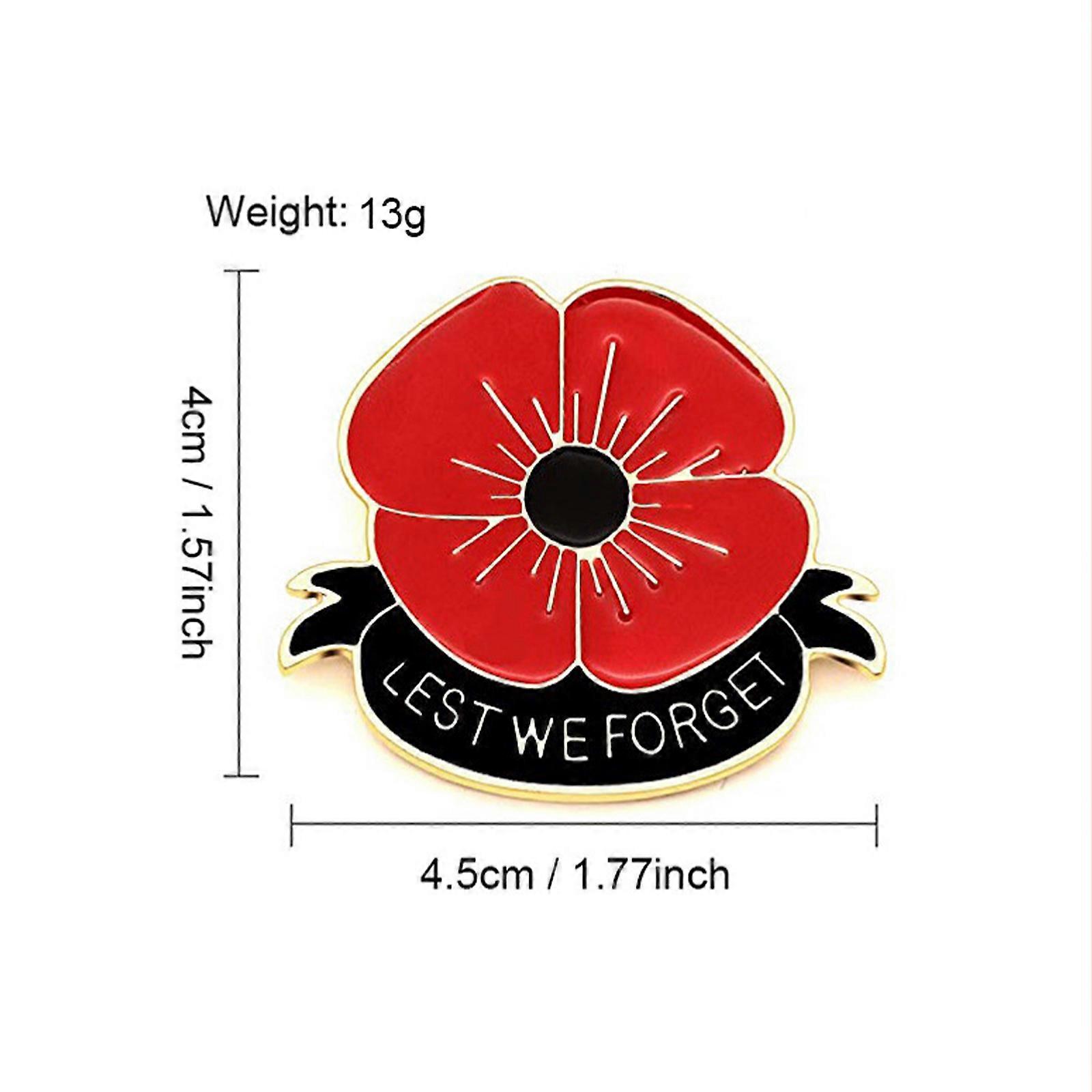 Poppy Brooch Pin Lest We Forget Flower Broach for Remembrance Day ...